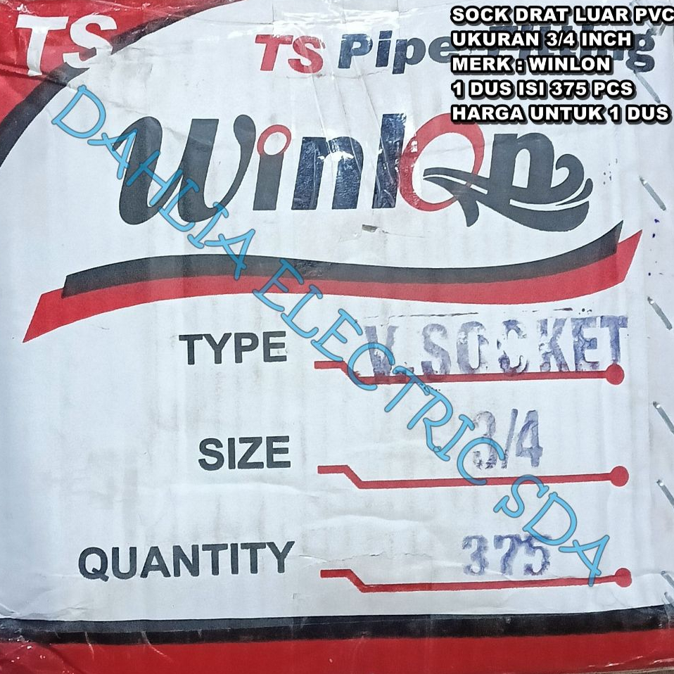 Jual SOCK DRAT LUAR PVC 3/4 INCH WINLON HARGA 1 DUS (375PCS) | Shopee ...