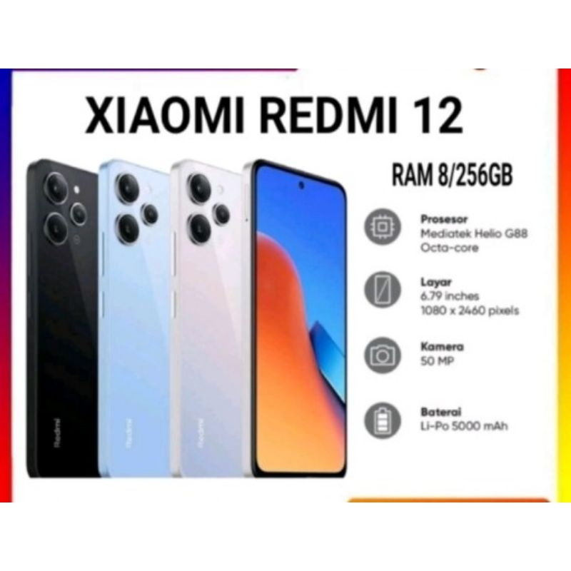 Jual Xiaomi Redmi 12 (8GB/256GB) MediaTek Helio G88 5000 mAh 18W 90Hz ...