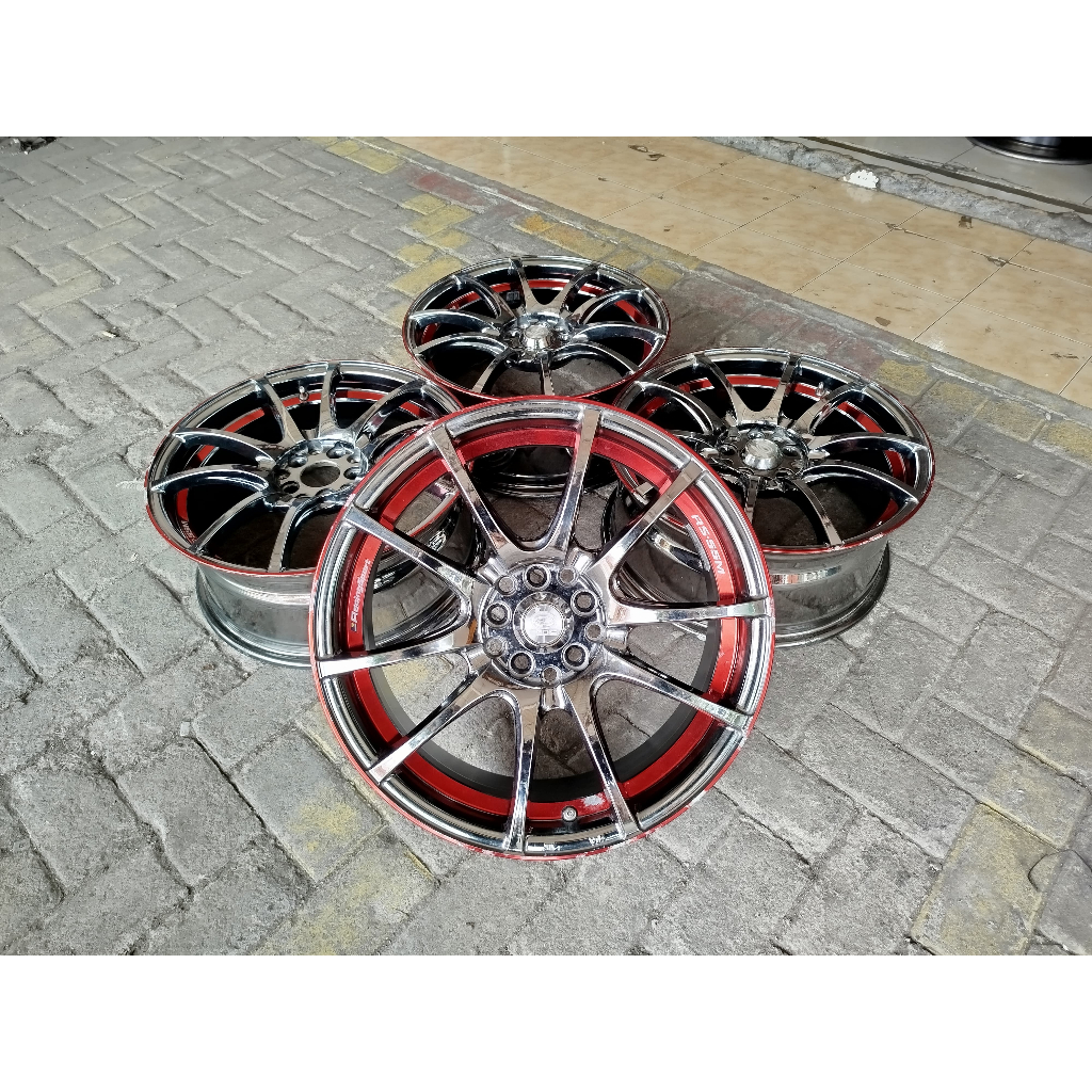 Jual Velg mobil racing taiwan ring 17 lebar 7,5 inch pcd 5x100/114,3 et45 warna black chrome ...