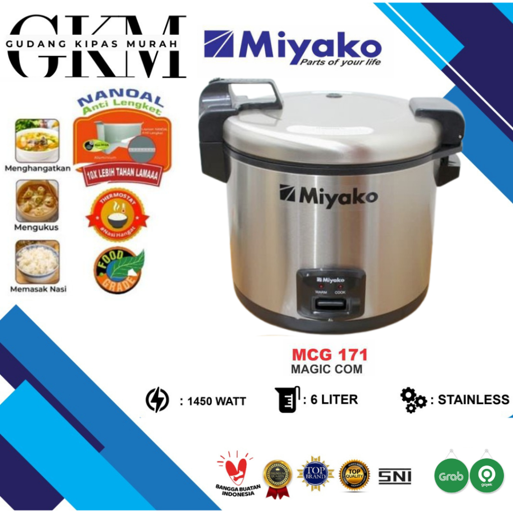 Jual MIYAKO Magic Com Rice Cooker Jumbo 6 Liter MCG 171 - mcg171 ...