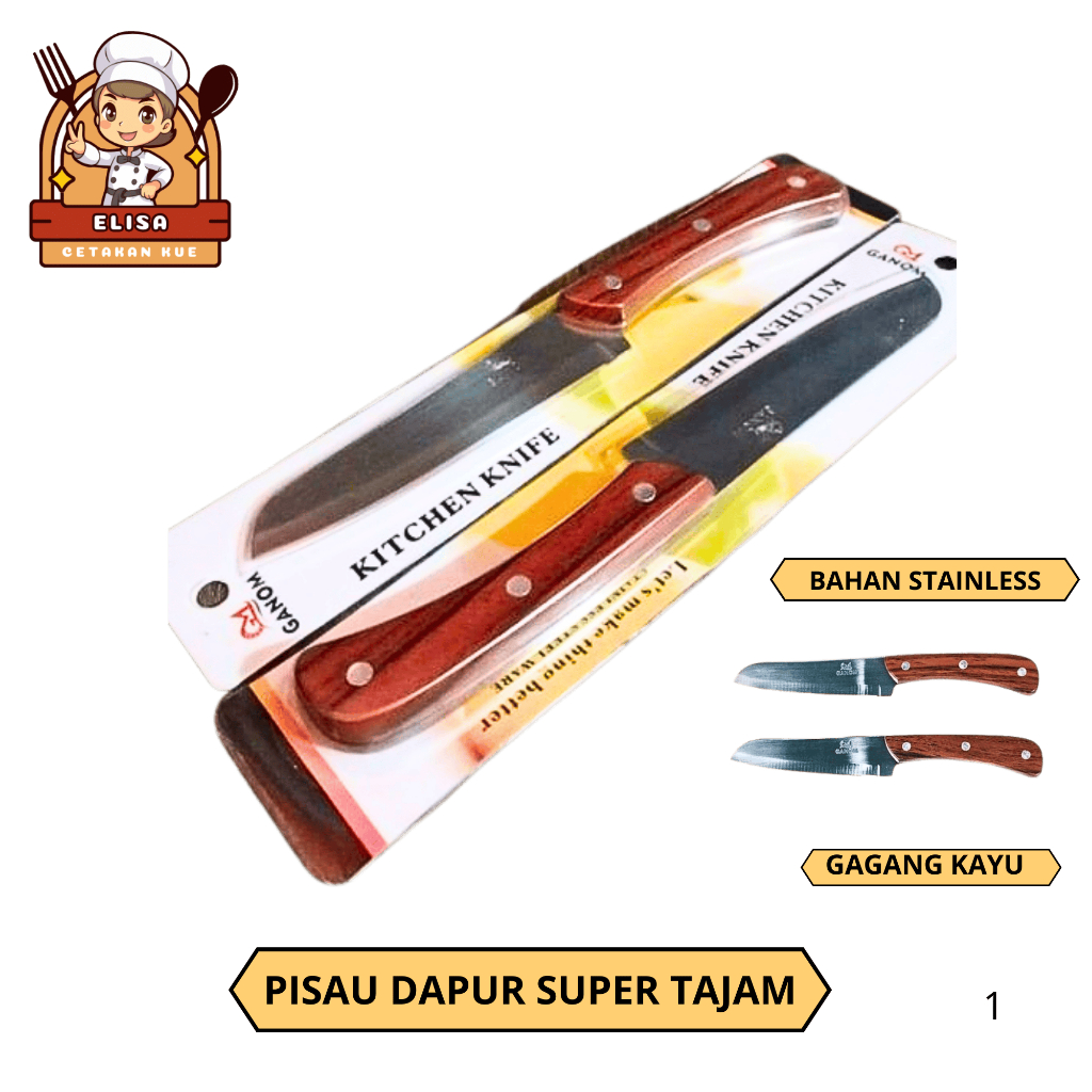 Jual PISAU DAPUR SUPER TAJAM BAHAN STAINLESS ANTI KARAT GAGANG KAYU UK ...