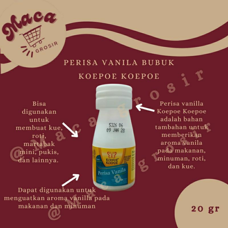 Jual Perisa Vanilla bubuk koepoe koepoe 20g | Shopee Indonesia