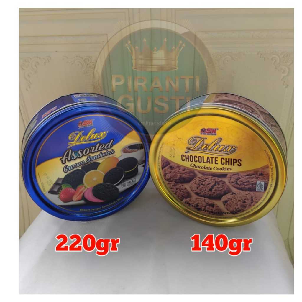 Jual Delux biskuit kemasan kaleng,assorted cream sandwich 220gr ...
