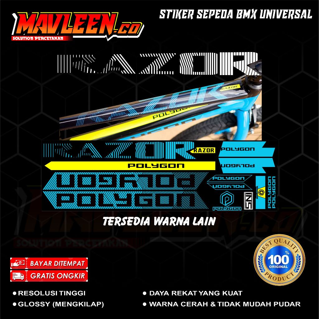 Jual (COD) TERBARU stiker striping sepeda polygon razor bkn rogue BMX ...
