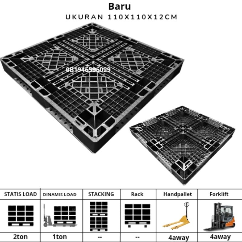 Jual PALLET PLASTIK BARU UKURAN 110X110X12CM PALET PLASTIK BARU TATAKAN ...