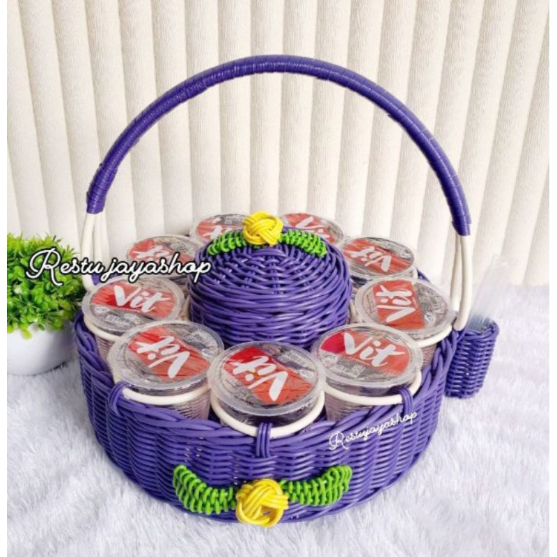 Jual Tempat Aqua gelas 9cup dan tempat permen estetik Rotan sintetis ...