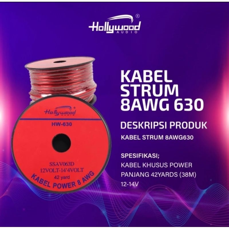 Jual Per Roll Kabel 8 AWG HOLLYWOOD AUDIO HW-630 38.Meter 42 Yard Per 1 ...
