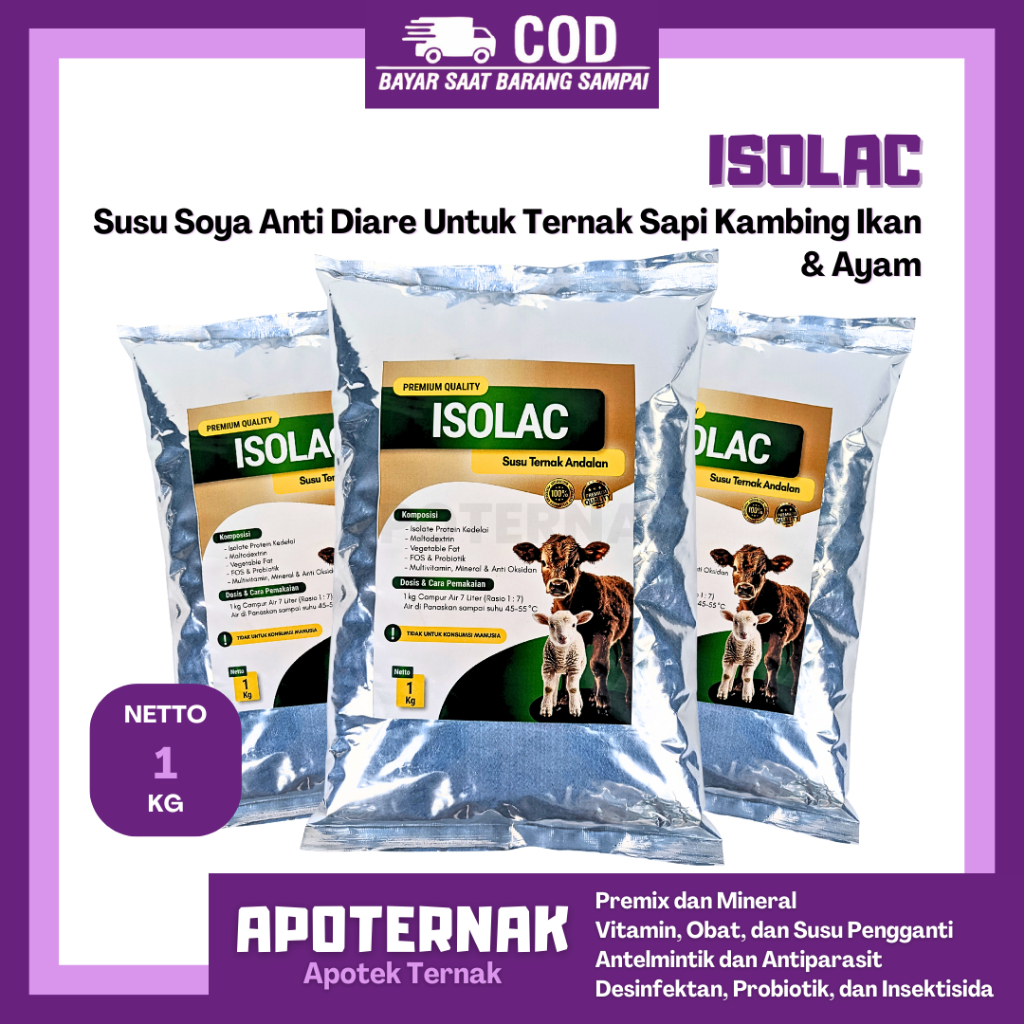 Jual SUSU TERNAK ISOLAC 1 KG - Susu Soya ANTI DIARE MENCRET untuk Hewan Ternak Sapi Kambing Ikan ...