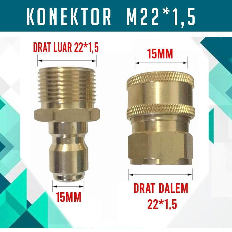 Jual CAJ 2pcs Konektor Adaptor M22 *1.5 ( outlet 15mm) Untuk Pressure ...