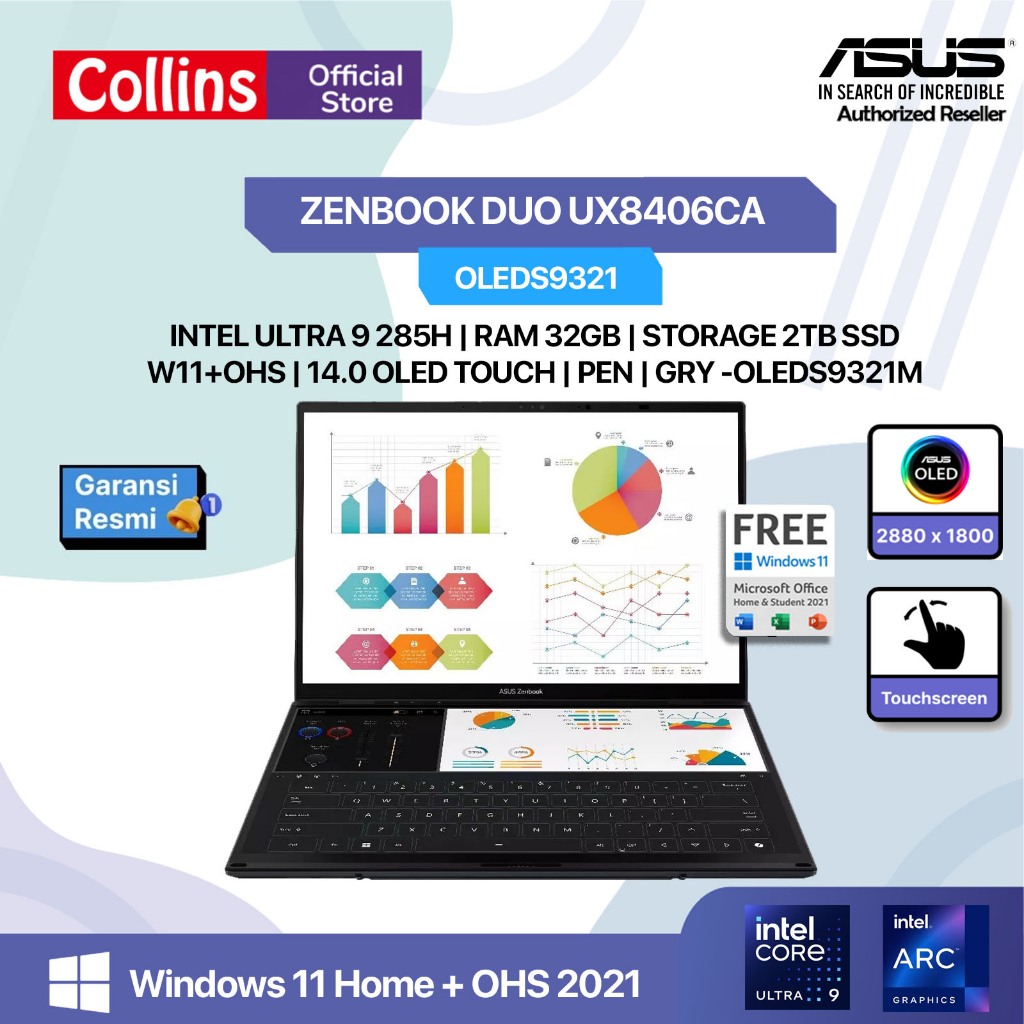 Jual ASUS ZENBOOK DUO UX8406CA OLED TOUCH CORE ULTRA 9 285H 32GB 2TB ...