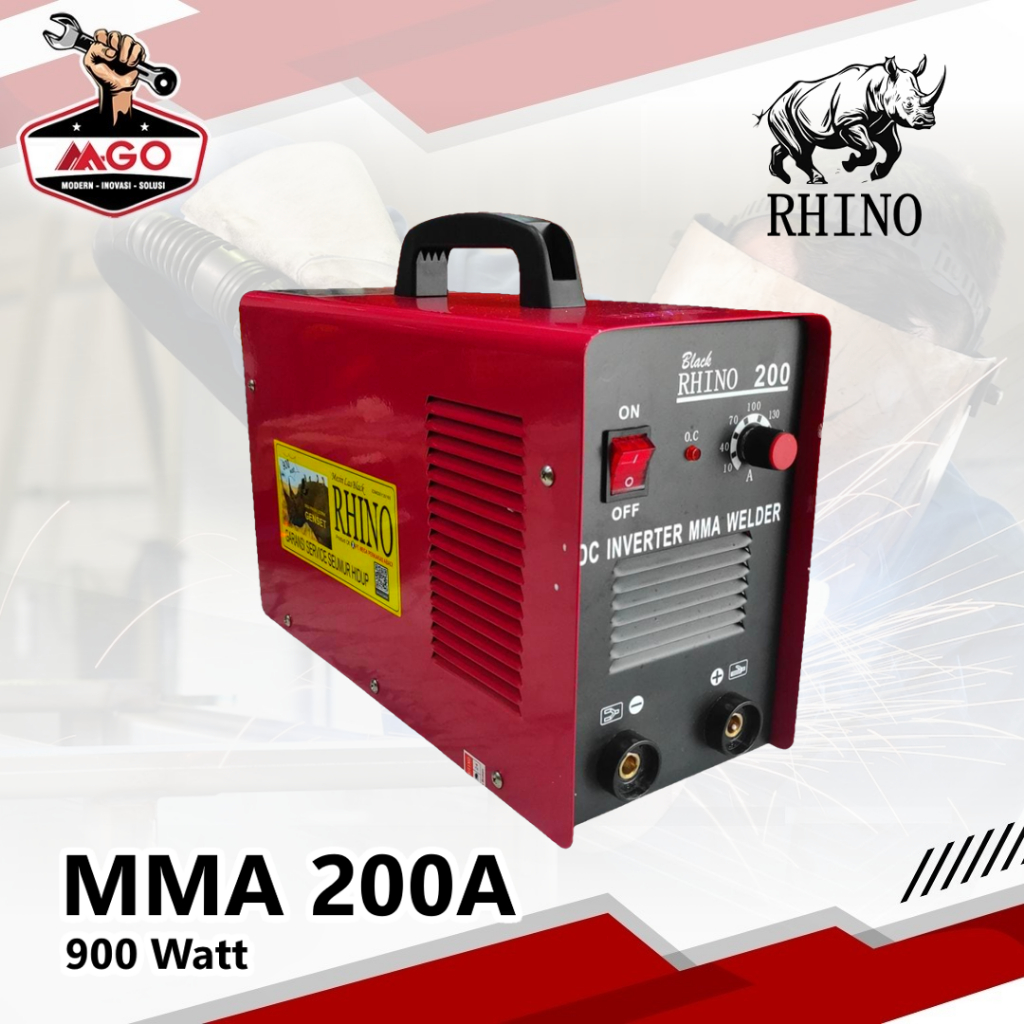 Jual Mesin Trafo Las Inverter Black 900 Watt Black RHINO MMA 200A ...