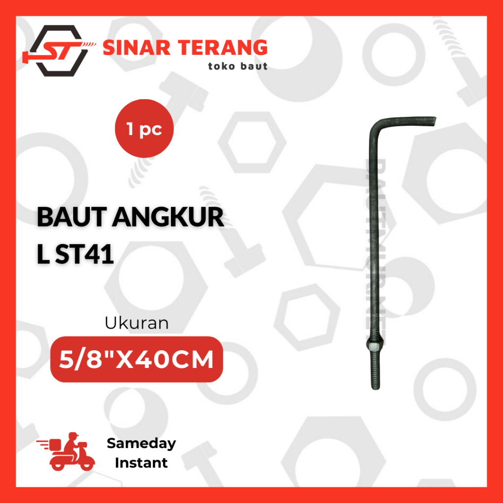 Jual Baut Angkur L Bolt Beton ST41 5/8" x 40cm (16mm x 40cm) / Anchor ...