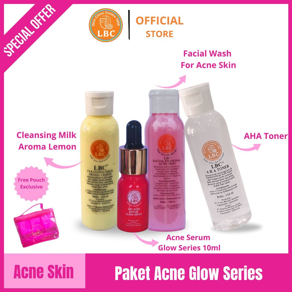 Jual LBC Paket Acne Glow Series/Acne Skin (10ml) (FREE POUCH) | Shopee ...