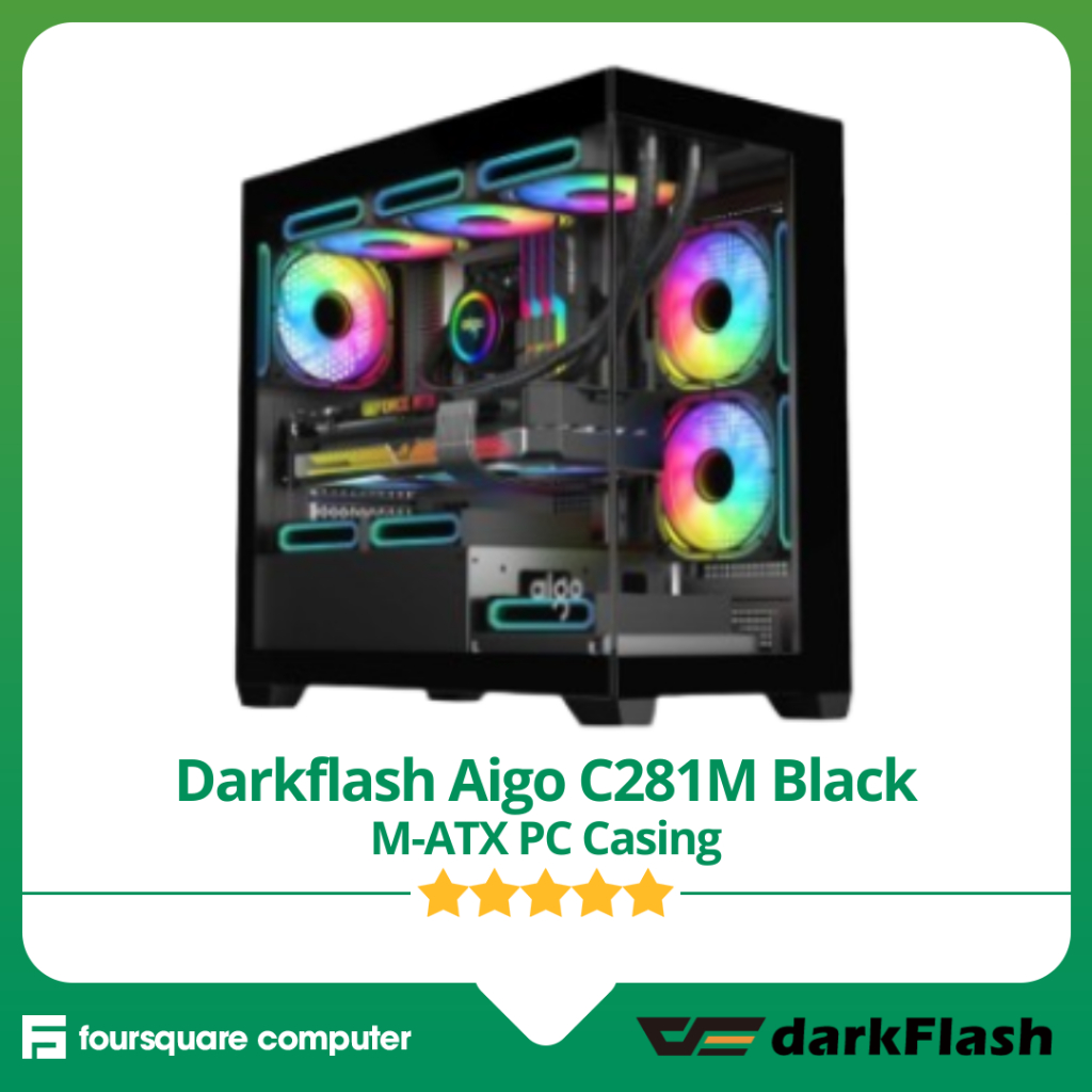 Jual Darkflash Aigo C218M Black M-ATX + 3 Fan ARGB | CPU PC Case Casing ...