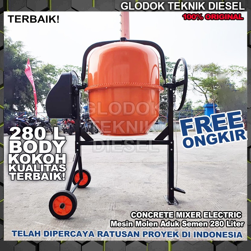 Jual Mesin Molen Listrik Pengaduk Semen 280 Liter Concrete Mixer Electric Machine 280 L Original ...