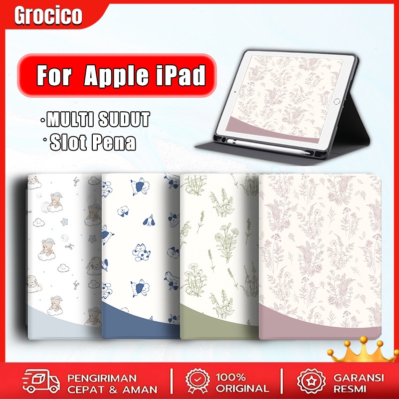 Jual ipad case\ with pencil holder Floral print，Bunga kecil ipad air 5 Air6/Air7 case iPad Gen ...