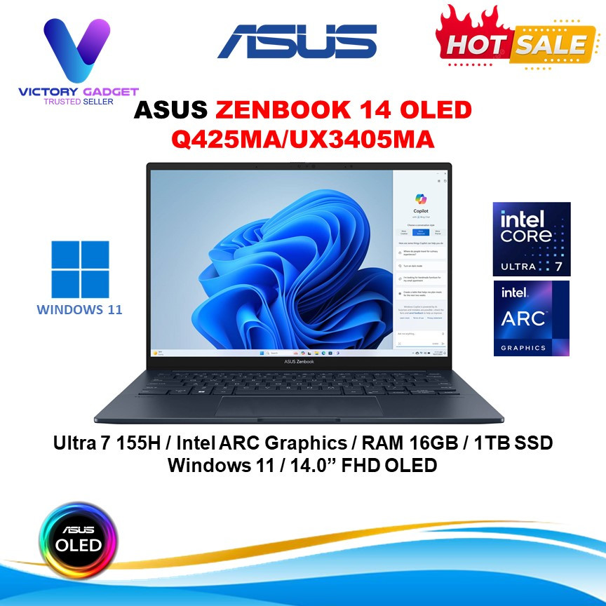 Jual ASUS Zenbook 14 OLED Q425MA/UX3405MA Touch Ultra 7 155H Ram 16GB ...