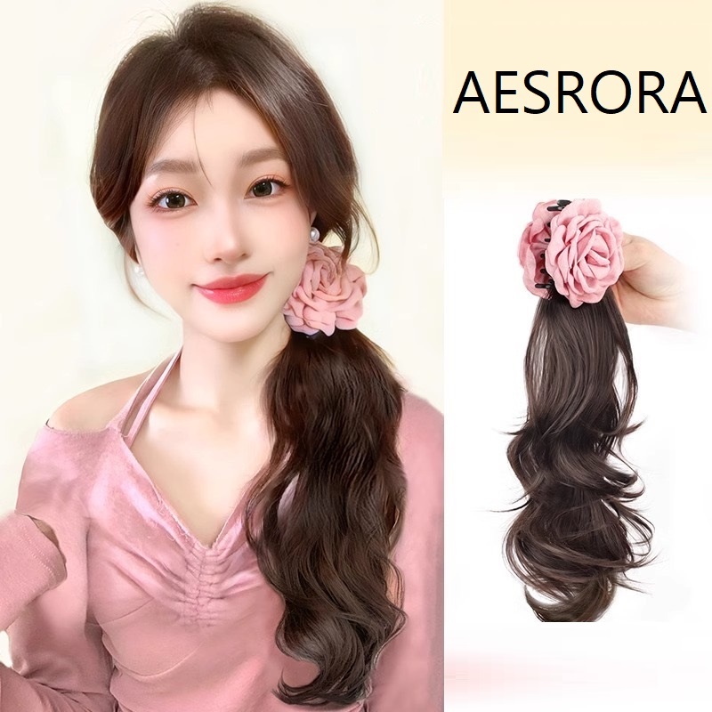 Jual AESRORA Jepitan Rambut Palsu Model Bunga Mawar Pink Rambut Palsu ...