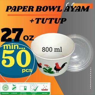 Jual Paper Bowl Ayam 27 Oz 800 ml Plus Dan Tutup 1 Pack Isi 25 Pcs ...