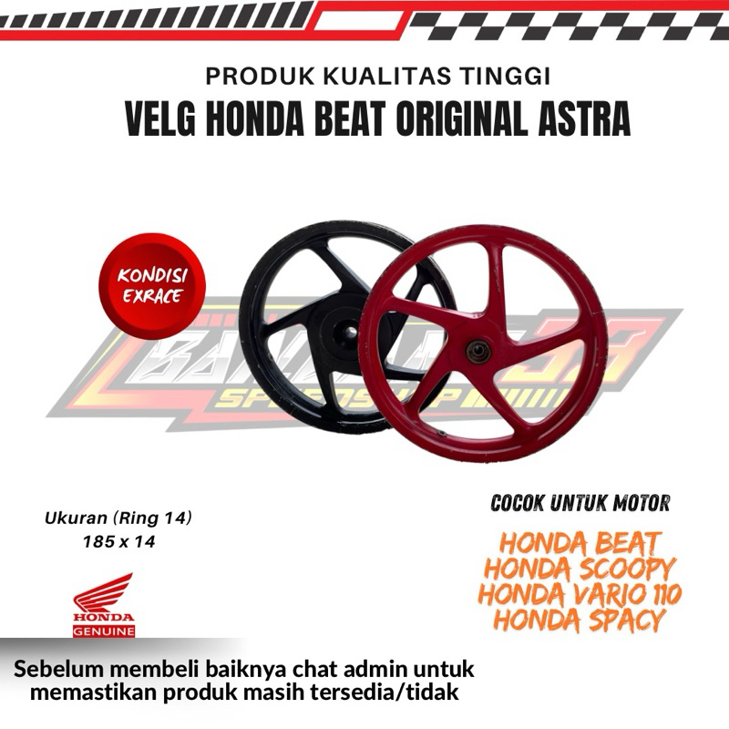 Jual Velg Honda Beat Karbu/lama Original (Hitam/Merah) | Shopee Indonesia