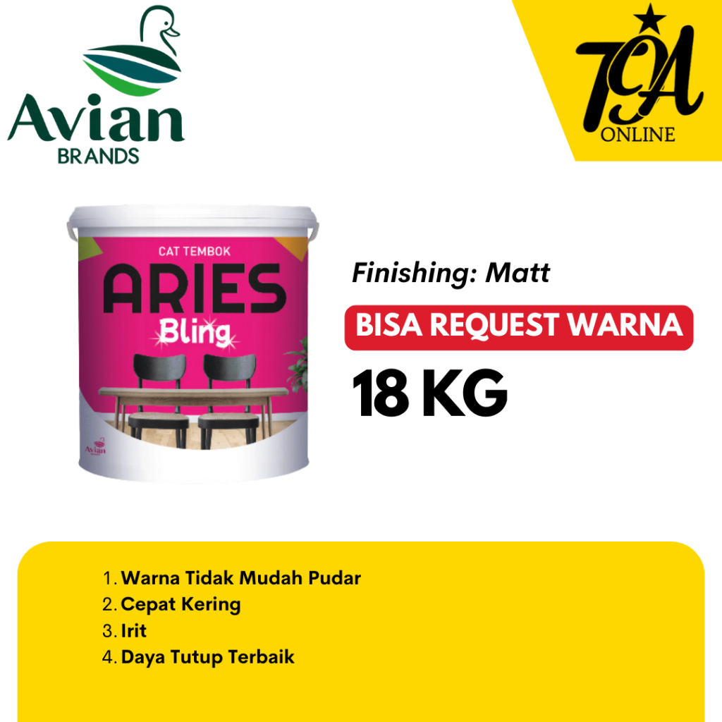 Jual AVIAN BRANDS Aries Bling Cat Tembok Ekonomis Tinting Color 18 KG ...