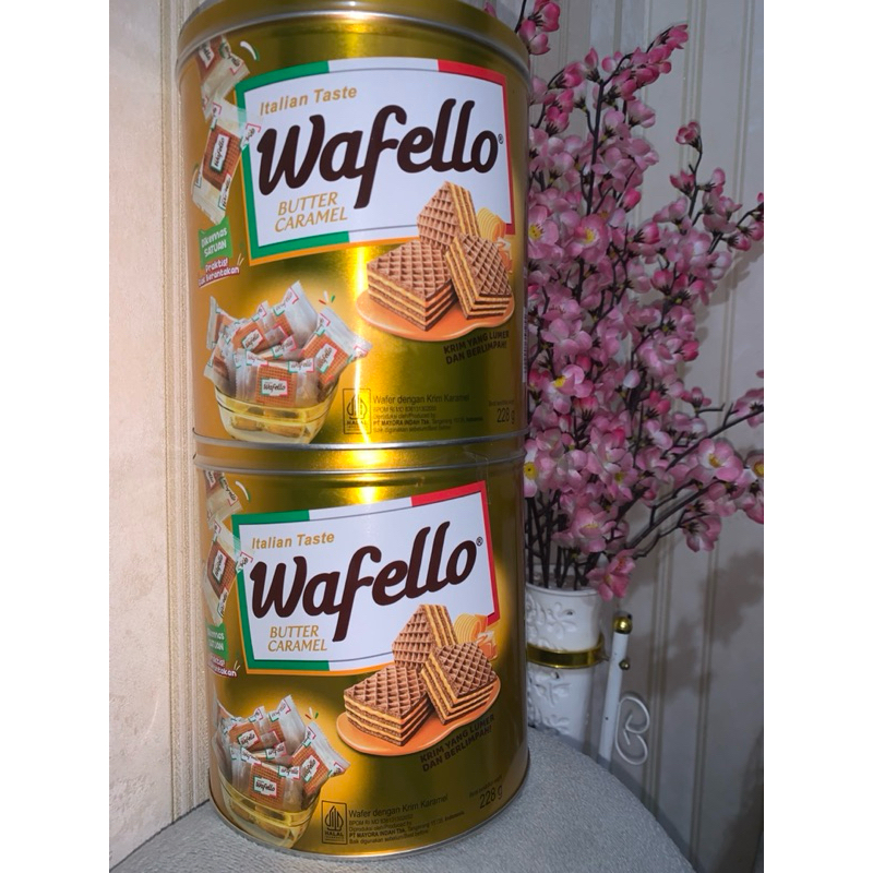 Jual Wafello rasa Butter Karamel || wafer krim karamel kemasan kaleng ...