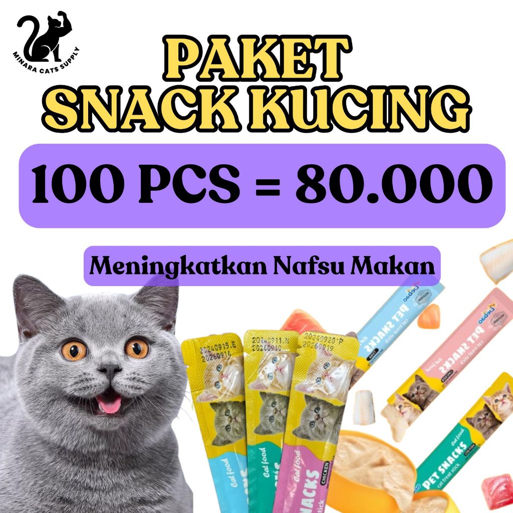 Jual Snack Kucing 100 pcs Random Rasa | Makanan Kucing | Cemilan Kucing ...