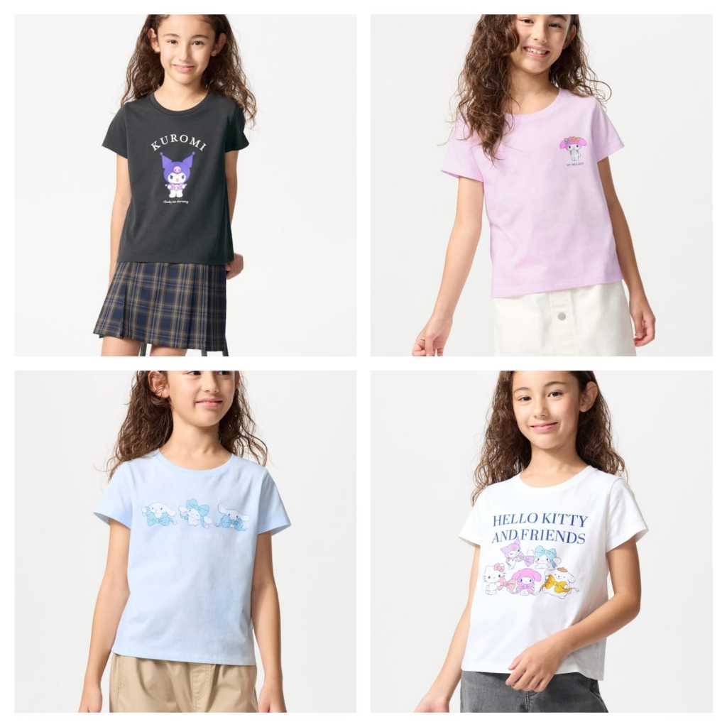 Jual UNIQLO UT GIRLS SANRIO CHARACTERS CROP LENGAN PENDEK KAOS ANAK ...