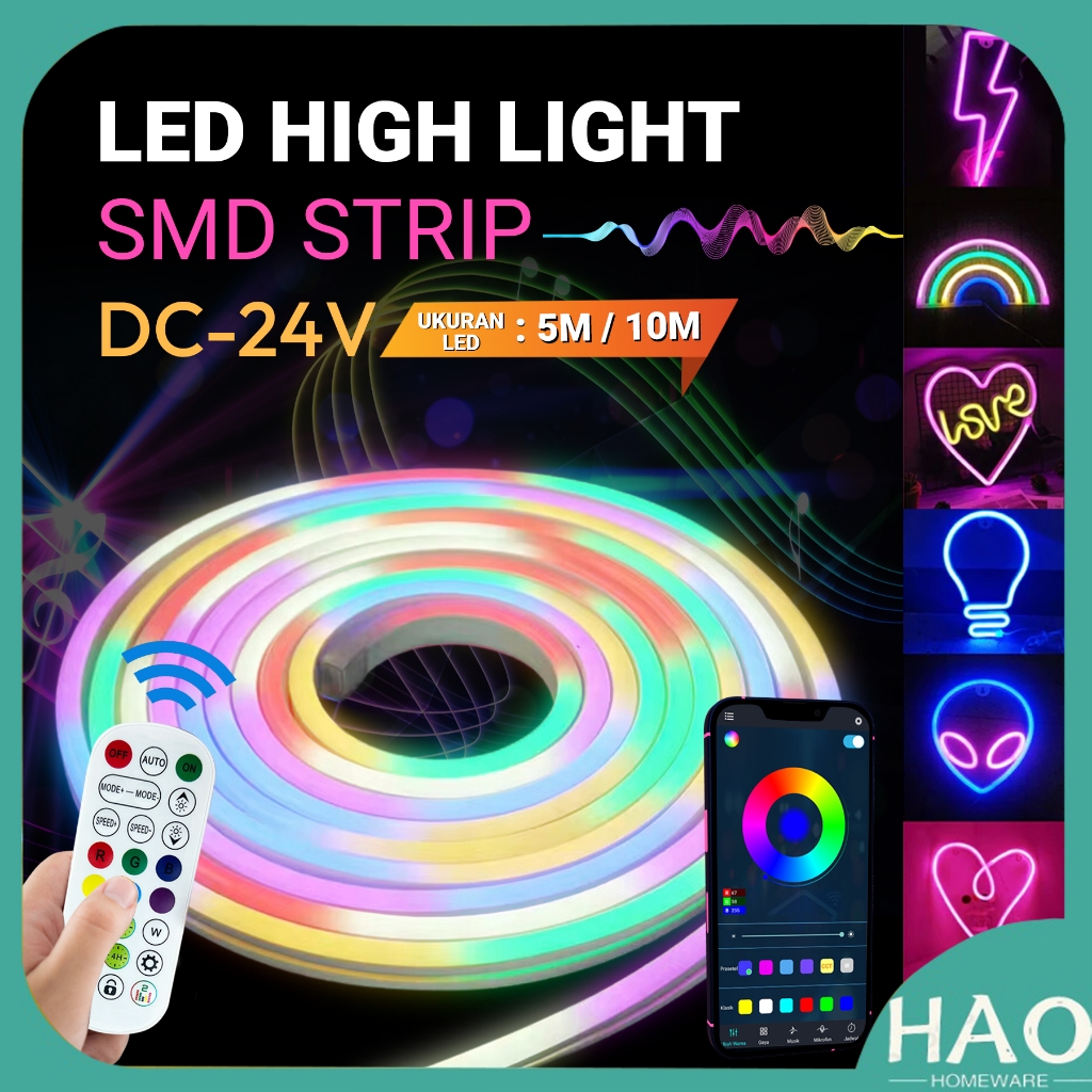 Jual Lampu LED Neon Flex RGB Running 5M/10M DC 24V / Sensor Suara ...