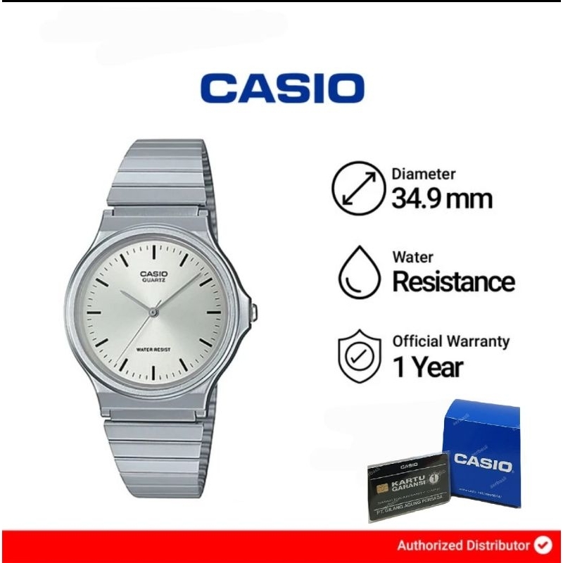 Jual Jam Tangan Unisex Casio General MQ-24D-7E Silver Dial Stainless Steel Band | Shopee Indonesia