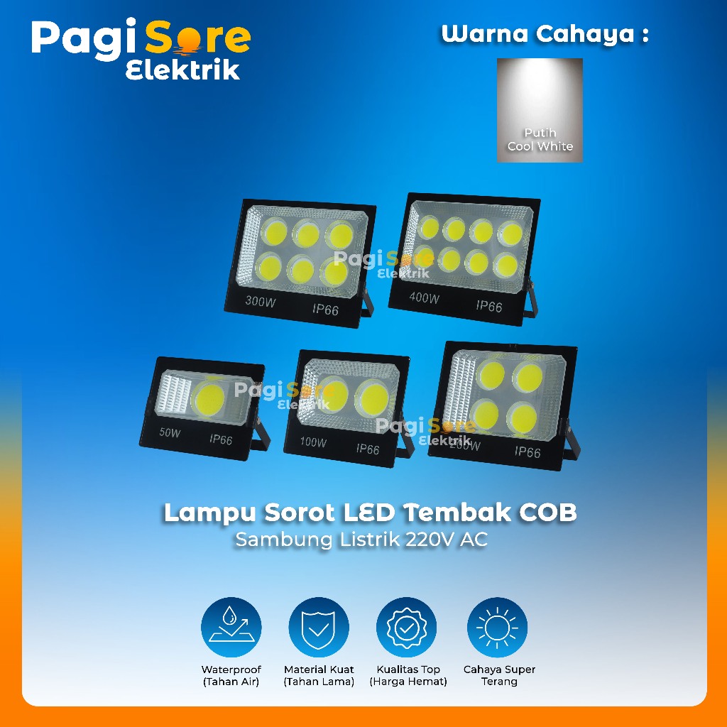 Jual Lampu Sorot LED COB 50W 100W 200W 300W 500W Hemat Energi Cahaya Terang Lampu Tembak Outdoor ...