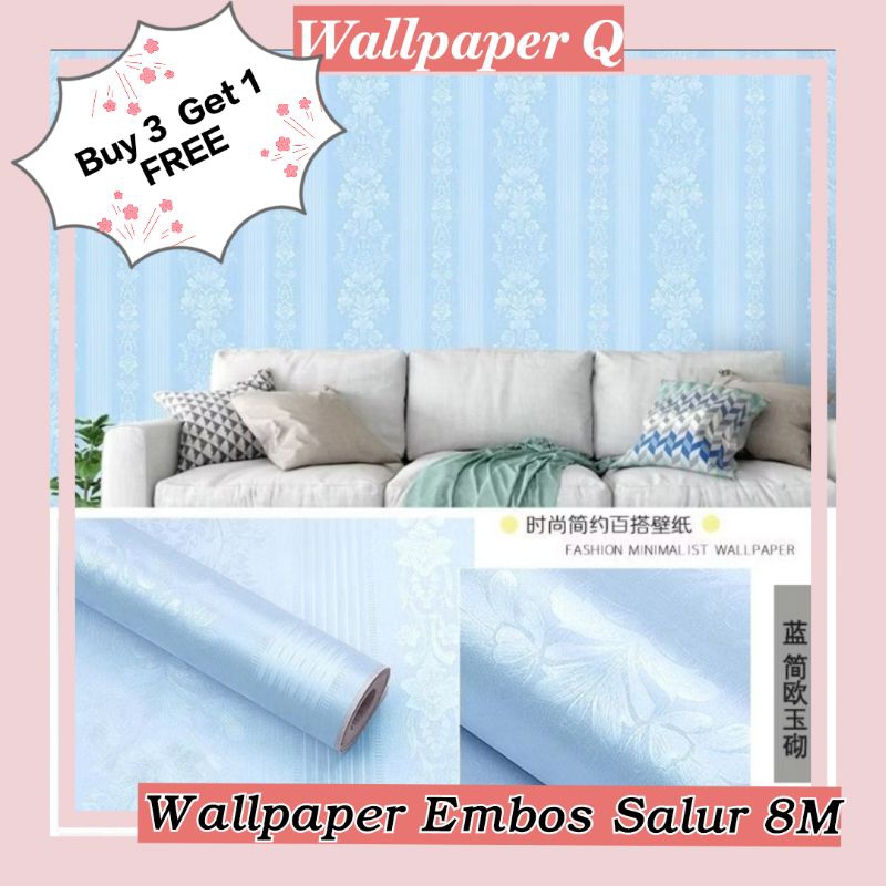 Jual PAKET HEMAT Wallpaper Embos Salur 10M Wallpaper Hiasan Dinding Minimalis Aesthetic Elegant ...
