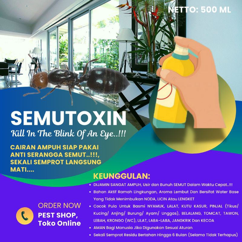 Jual SEMUTOXIN 500 ml Botol, Anti Semut Spray/ Semprot/ Cair, AMAN ...