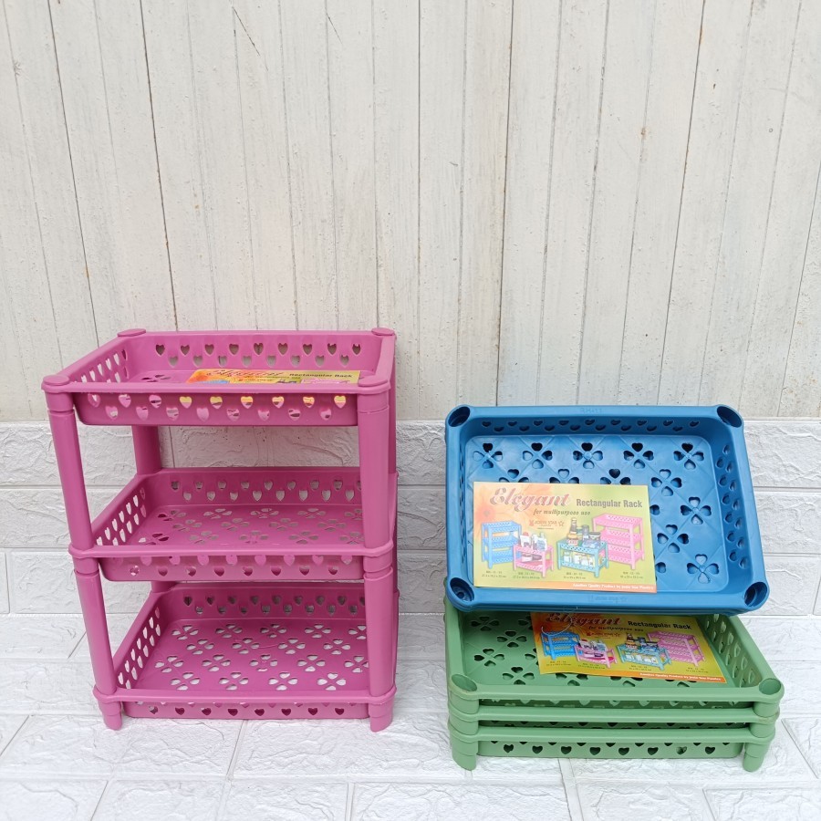 Jual Rak plastik susun 3 KECIL BESAR / rak kosmestik bumbu dapur / rak ...