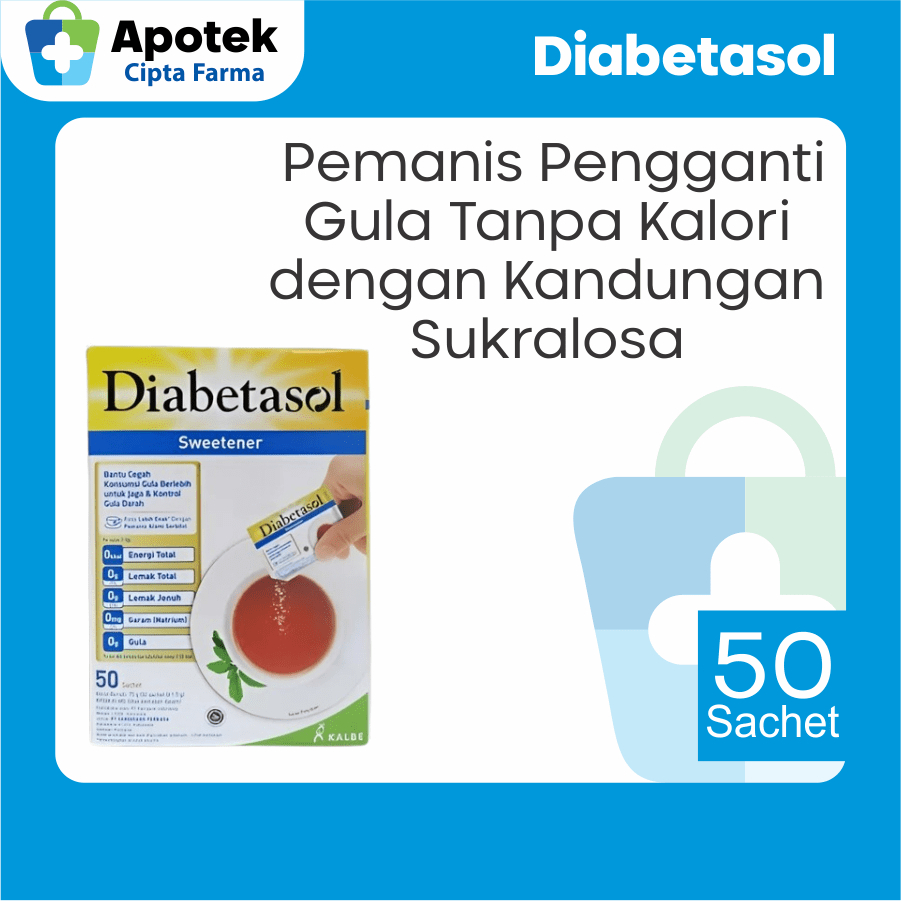 Jual Diabetasol Sweetener Gula Diabetasol 50 Sachet Gula 0 Kalori Gula ...