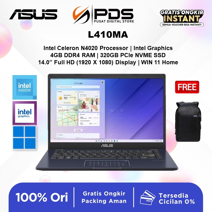 Jual [ READY ] Asus L410MA Intel Celeron N4020 Ram 4GB SSD 320GB Win 11 ...
