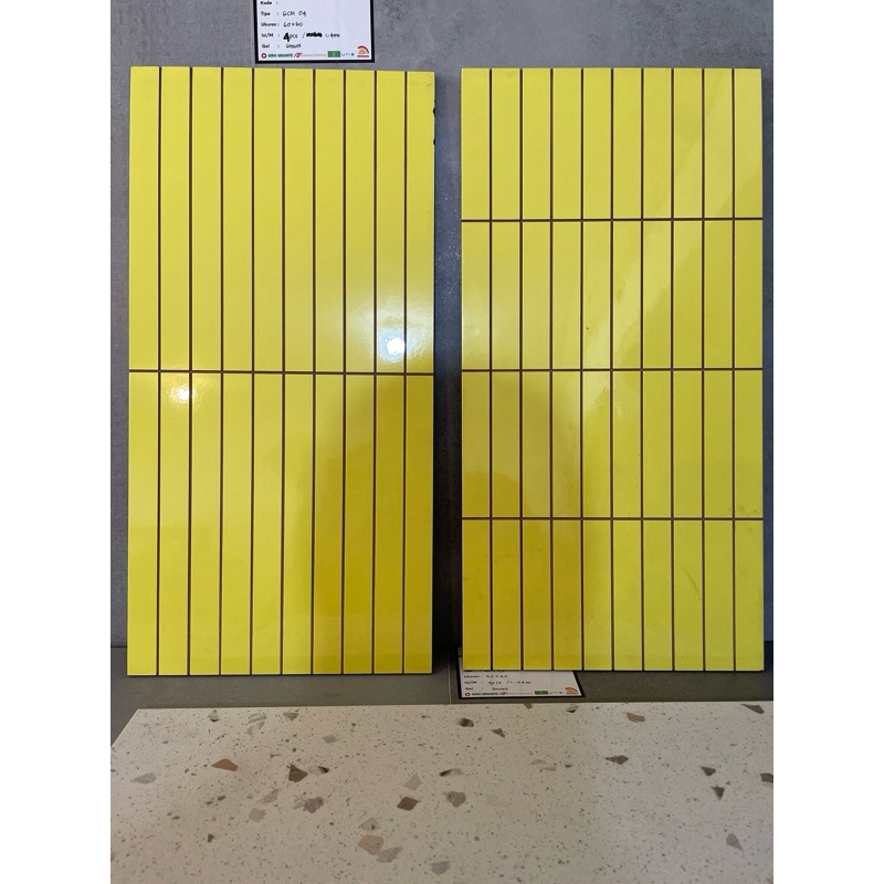 Jual Keramik Precut Kuning 25x50 / keramik kuning / keramik precut unik ...