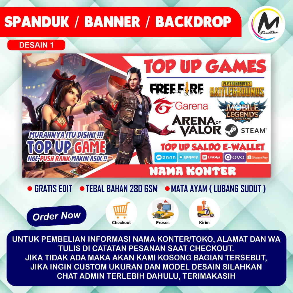 Jual Cetak Banner Top up / Banner Konter / Spanduk Game / Spanduk ...