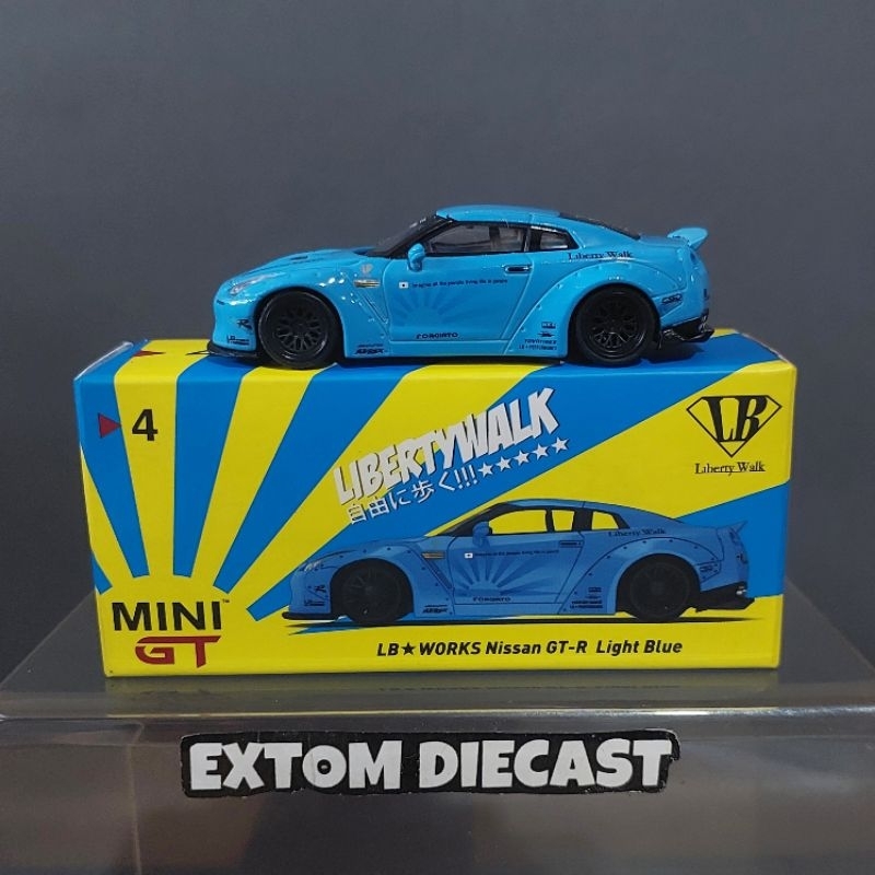 Jual Mini GT Nissan Skyline GTR 35 LBWK Light Blue No 4 | Shopee Indonesia