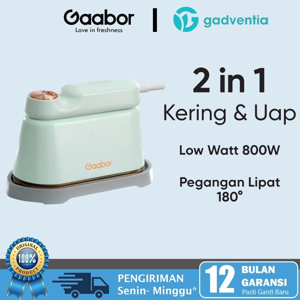 Jual Gaabor Steam Iron Travel 2in1 Setrika Uap Lipat Mini Kemeja Baju ...