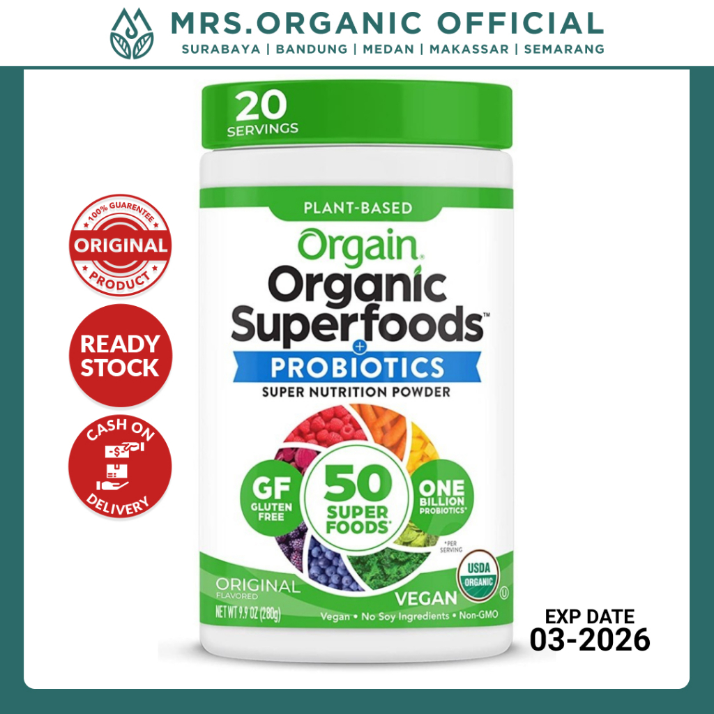 Jual Suplemen Superfood Orgain Organic Plant Based Superfoods dan Probiotics Probiotik Original ...
