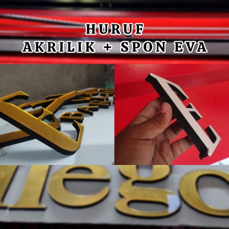 Jual Huruf Timbul Akrilik DiLapisi Spon Ati | Shopee Indonesia