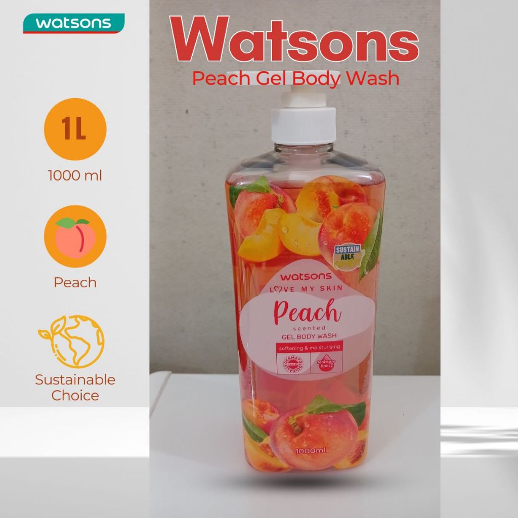 Jual Watsons Peach Scented Gel Body Wash Sabun Mandi 1 Liter | Shopee ...