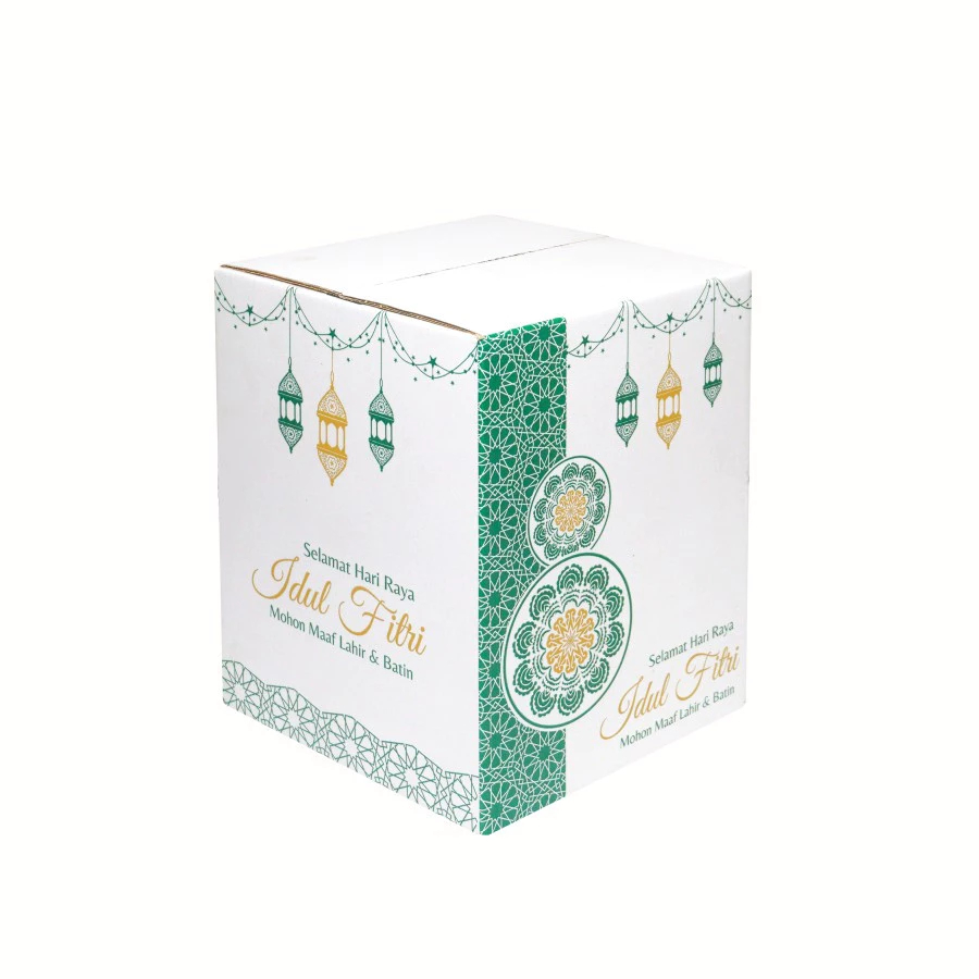 Jual ( 5 pcs ) kardus parcel persegi motif hijau fitri dus packing ...