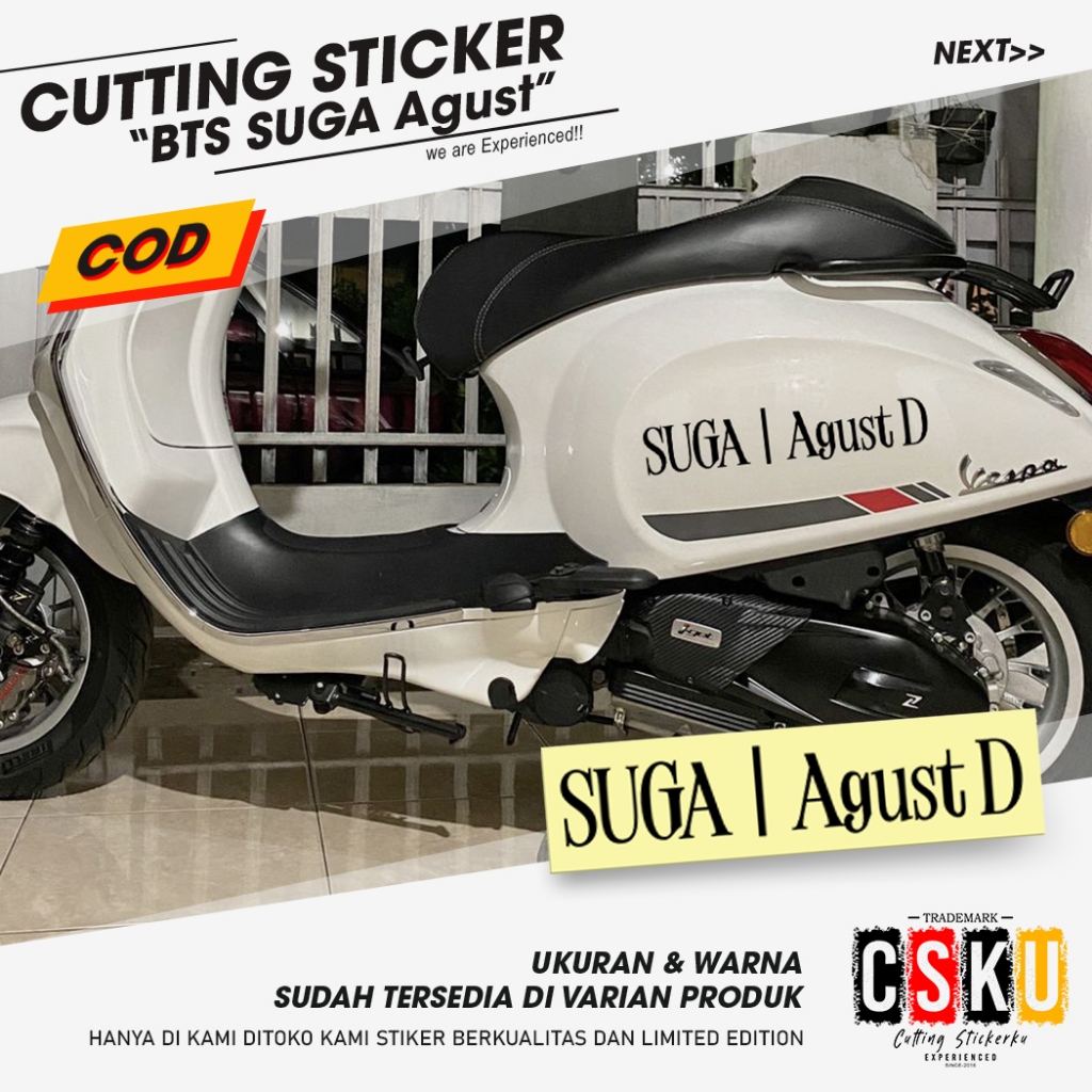 Jual Cutting Stiker BTS SUGA Agust D Variasi Motor Mobil Sticker Timbul ...