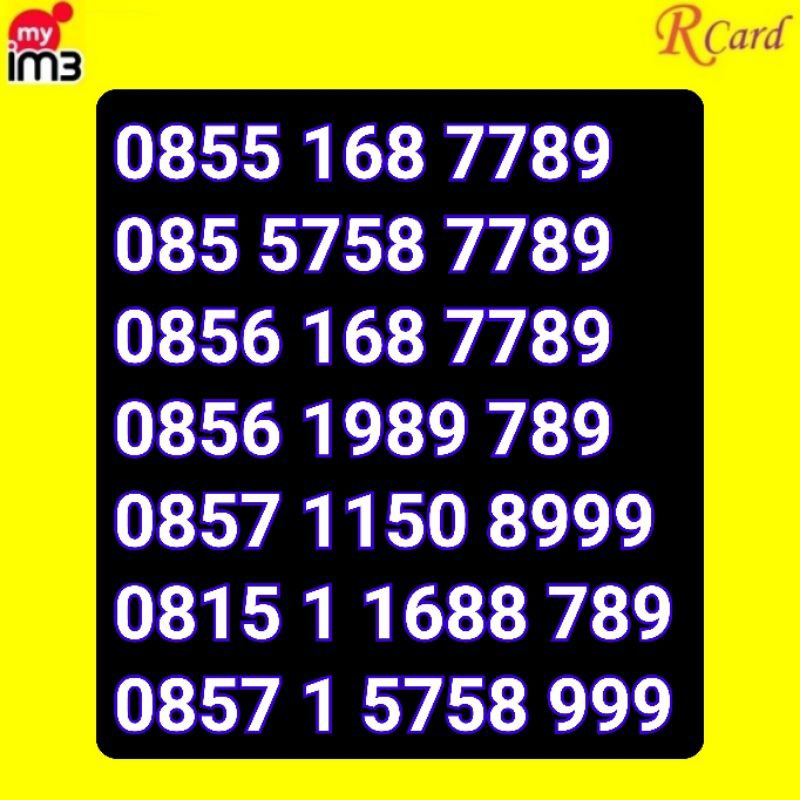 Jual Perdana Nomor Cantik IM3 Indosat 11 12 Digit Maju Mapan 5758 1989 789 7789 5758 999 1688 ...