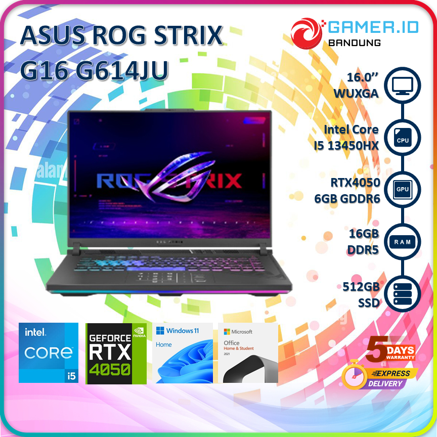 Jual ASUS ROG STRIX G16 G614JU I5 13450HX RTX4050 16GB 512GB 16" WUXGA ...