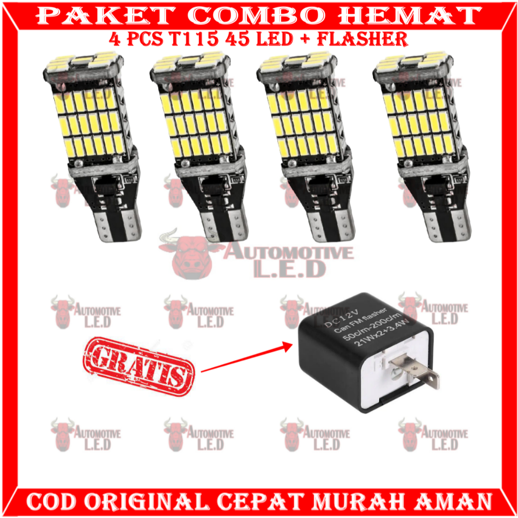 Jual ORIGINAL COMBO PAKET HEMAT LAMPU SEIN MOTOR T10/T15 45 LED FREE ...