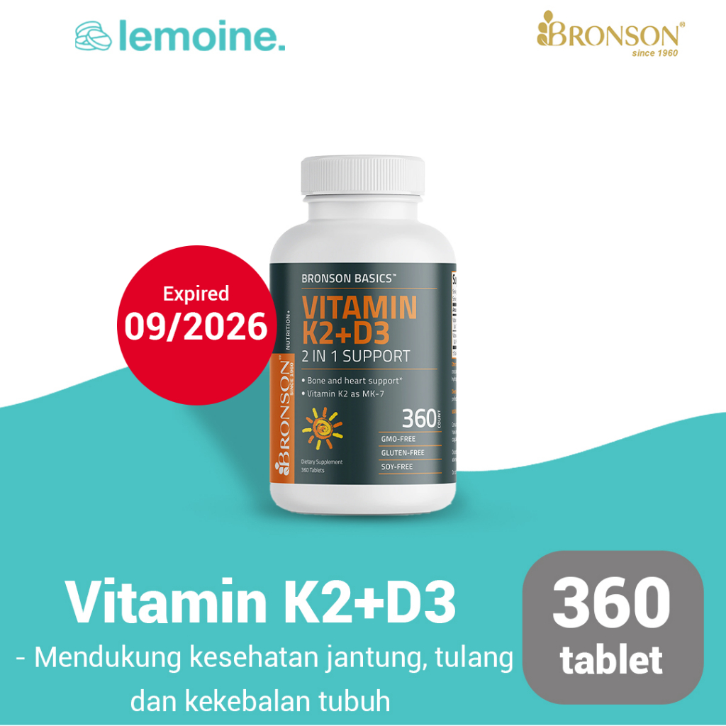 Jual Bronson Basic D3 5000IU K2 90mcg Suplemen Vitamin Kesehatan Tulang ...