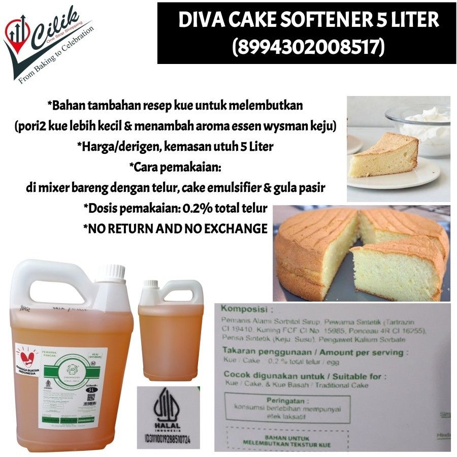 Jual bahan+pangan+foodgrade+aman+konsumsi+diva+cake+softener+aroma ...
